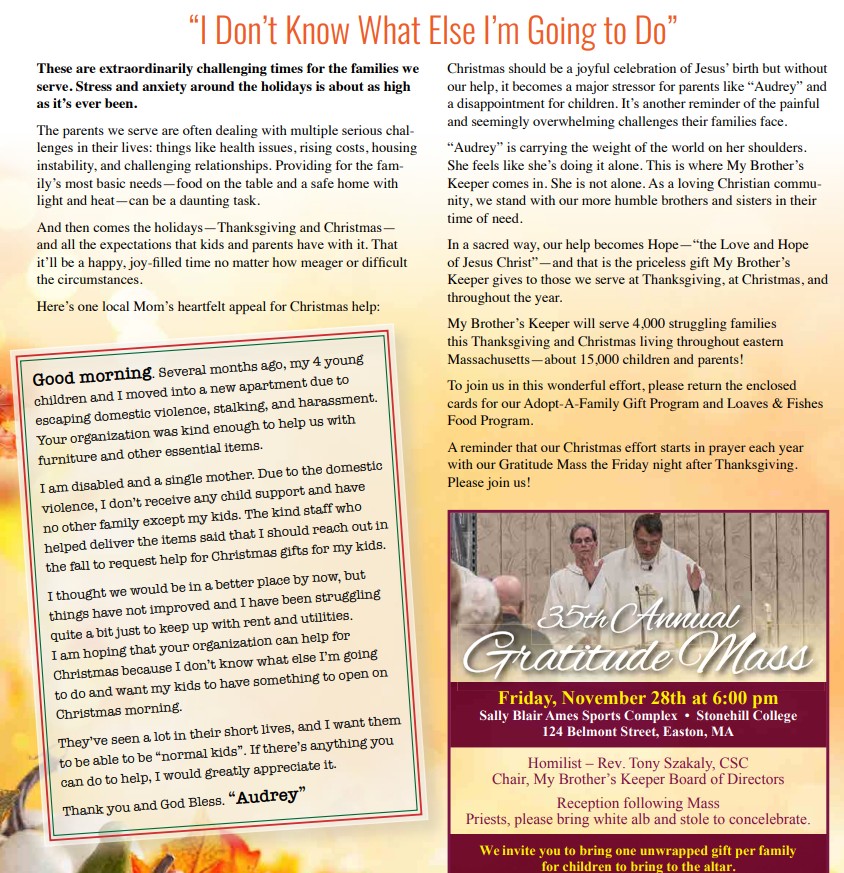 "I Don't Know What Else I'm Going to Do" - My Brother's Keeper